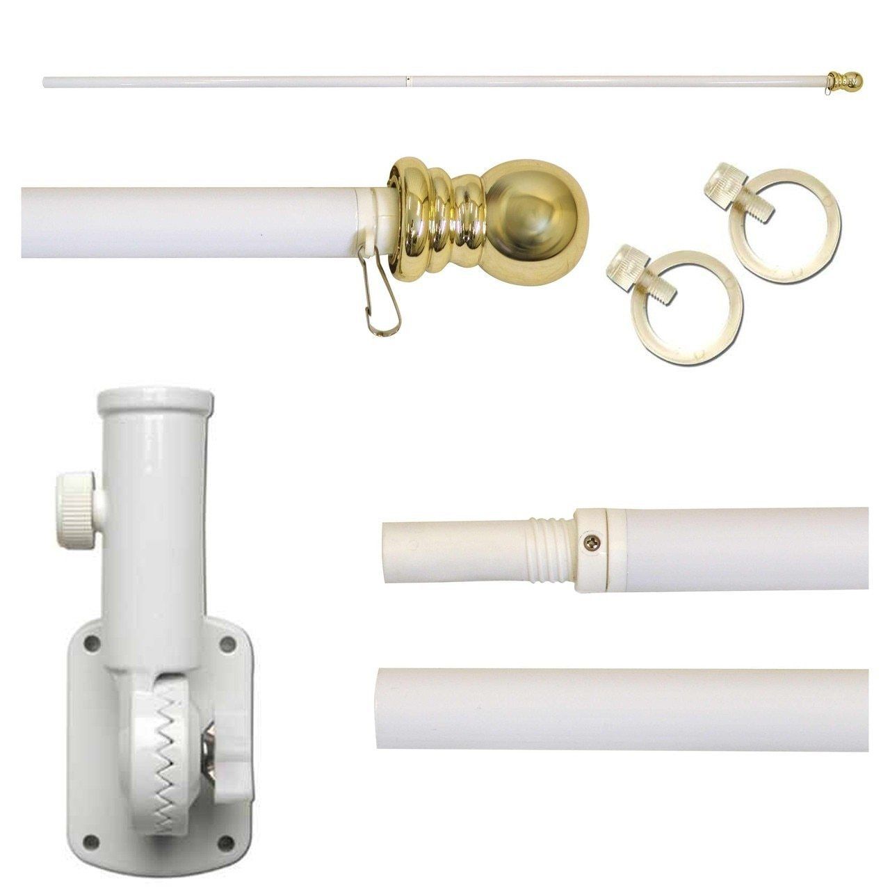 Silver 5ft Spinning Aluminum Flagpole Kit - I AmEricas Flags