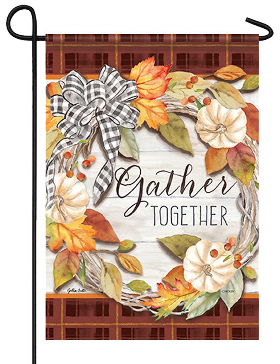 Give Thanks Wreath House Flag - I AmEricas Flags