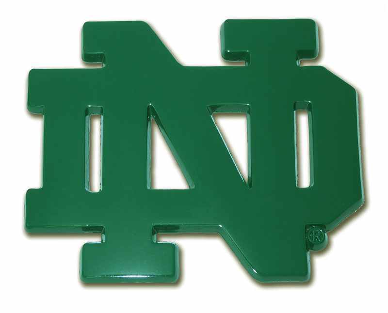 University of Notre Dame Shamrock Chrome and Green Car Emblem - I ...