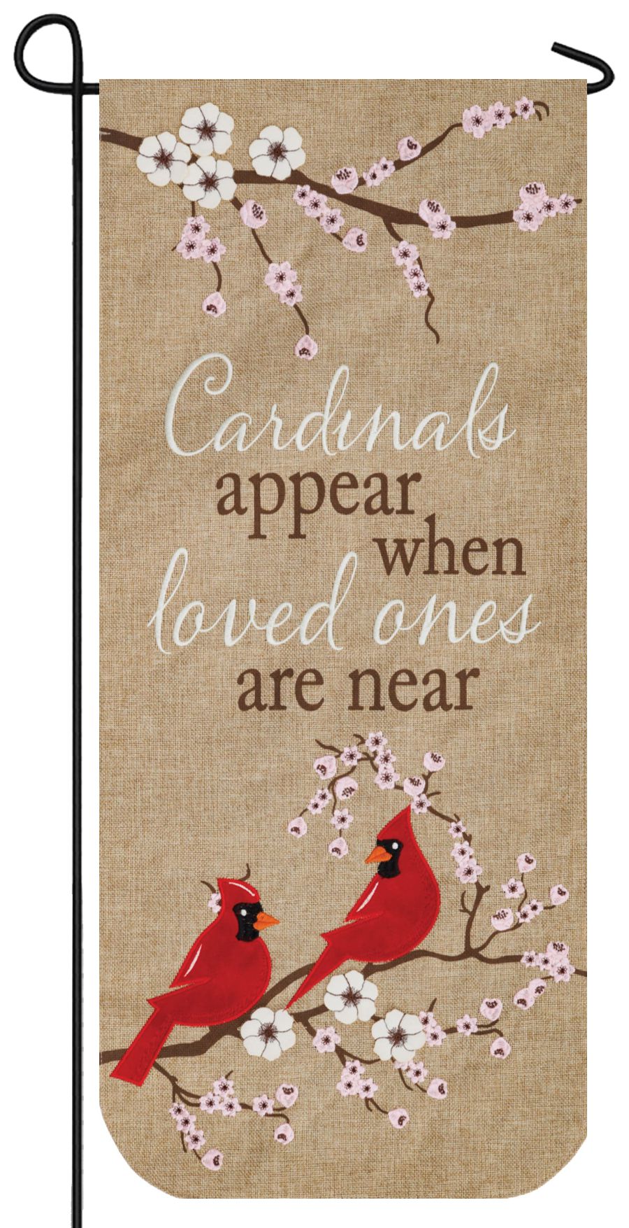 Burlap Cardinals Appear Applique Garden Banner - I AmEricas Flags