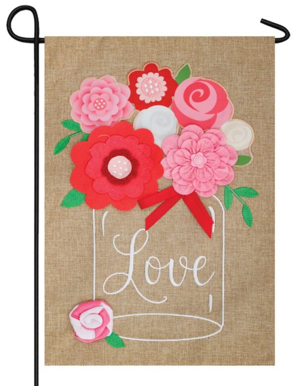 Burlap Love Jar Applique Garden Flag - I AmEricas Flags