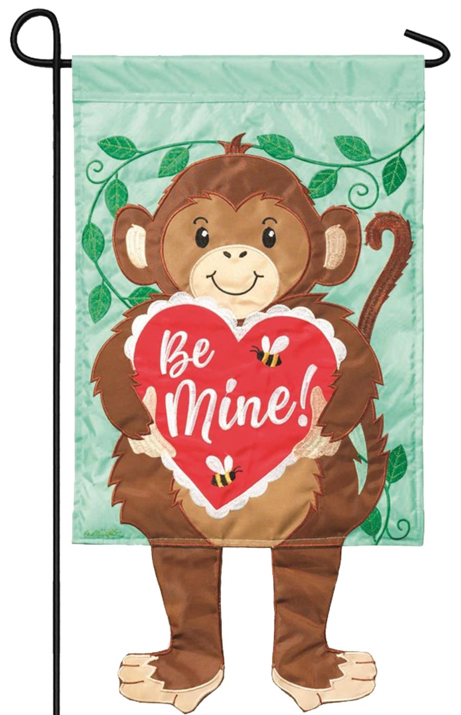 Crazy Legs Be Mine Monkey Double Applique Garden Flag - I AmEricas Flags