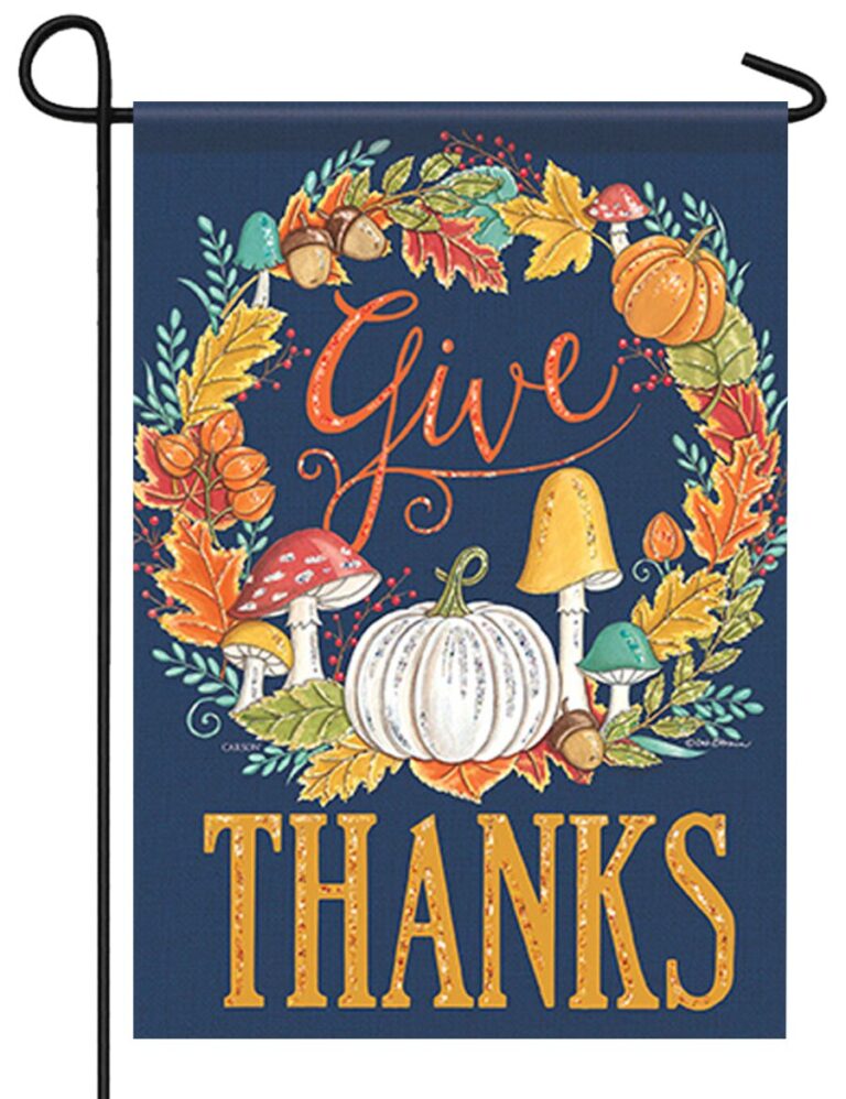 Give Thanks Wreath Glitter Garden Flag - I AmEricas Flags
