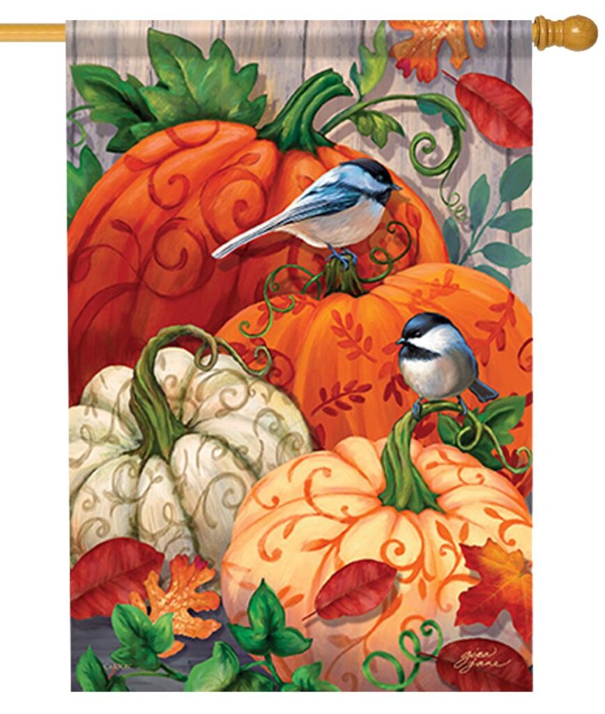 Scrollwork Pumpkins House Flag - I AmEricas Flags