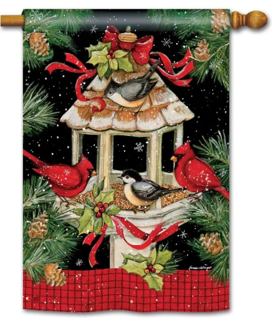 Christmas Bird Feeder House Flag - I AmEricas Flags
