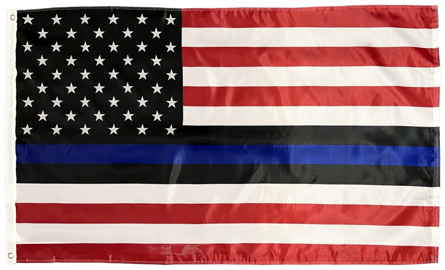 Police Thin Blue Line Red Stripes American 3×5 Flag – 150 Denier Nylon ...
