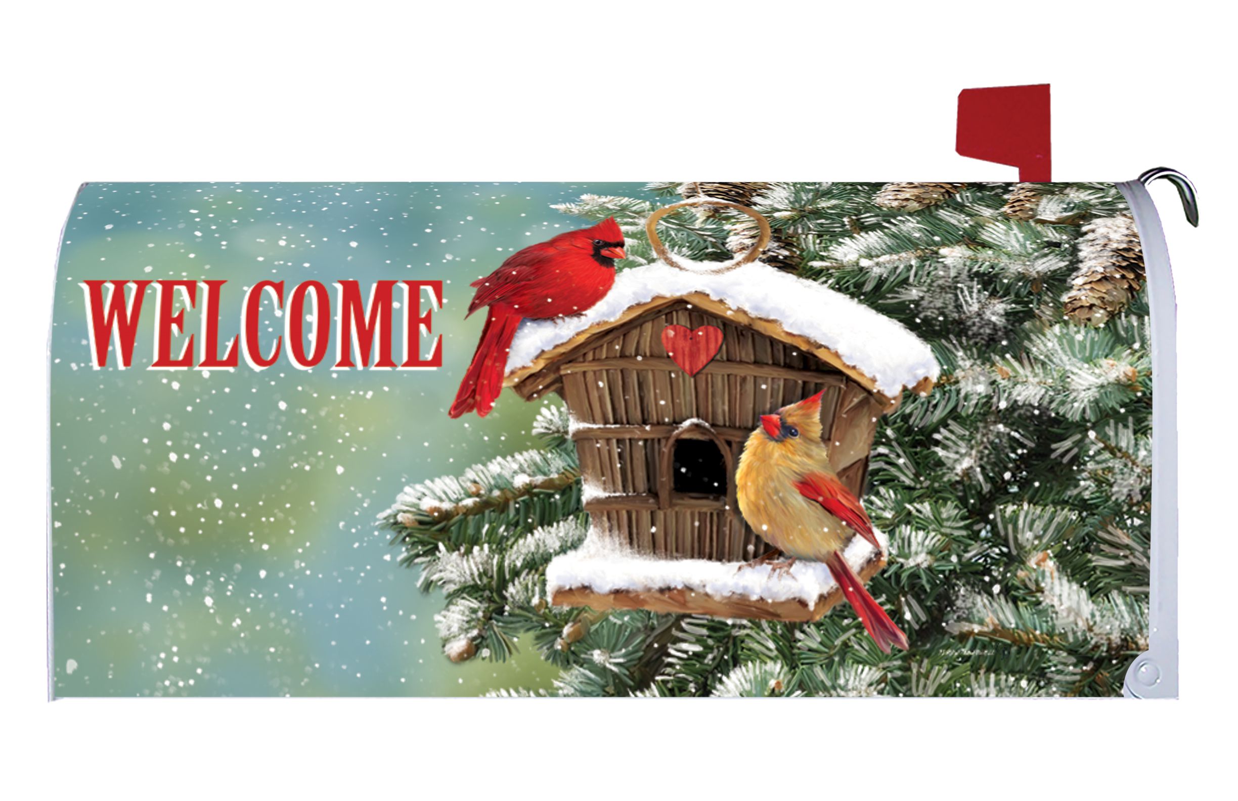 Cardinal Birdhouse Mailbox Cover - I AmEricas Flags