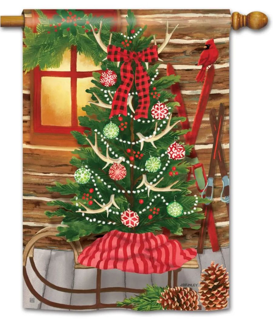 Christmas at the Cabin House Flag - I AmEricas Flags