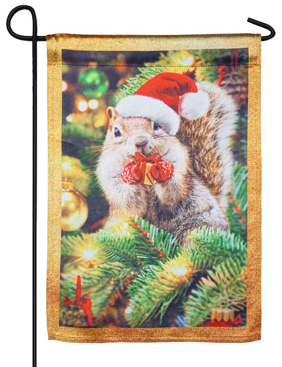 Lustre Santa Squirrel Garden Flag - I AmEricas Flags