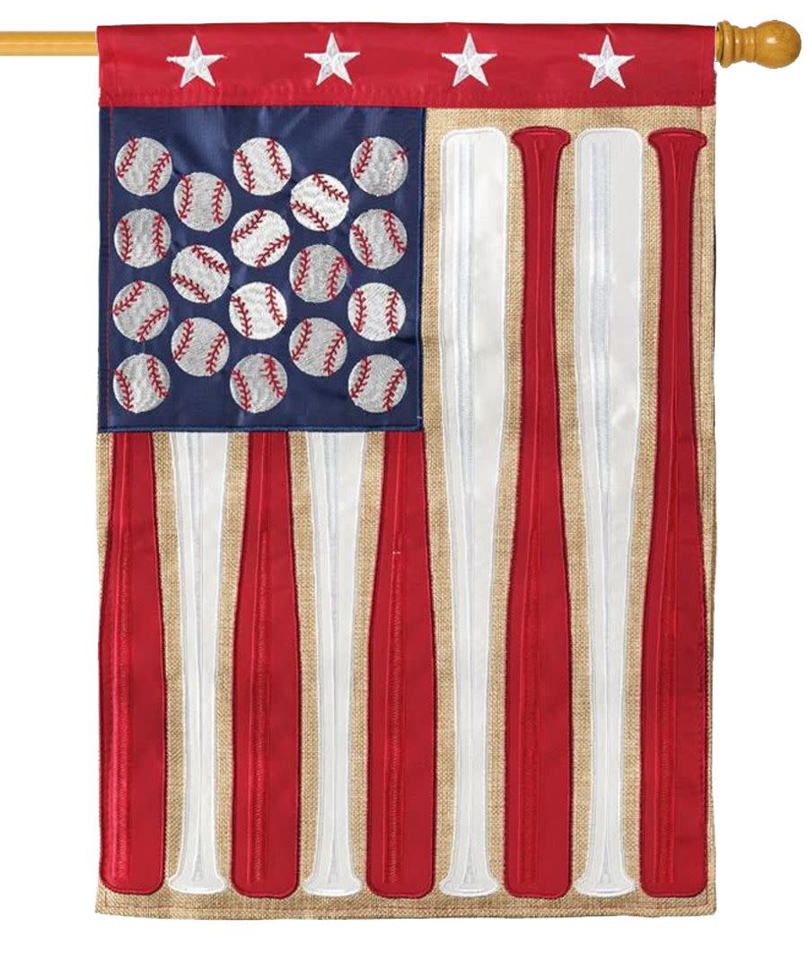 Baseball Double Applique House Flag - I AmEricas Flags