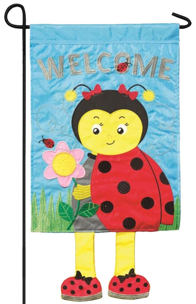 Crazy Legs Welcome Ladybug Double Applique Garden Flag - I AmEricas Flags