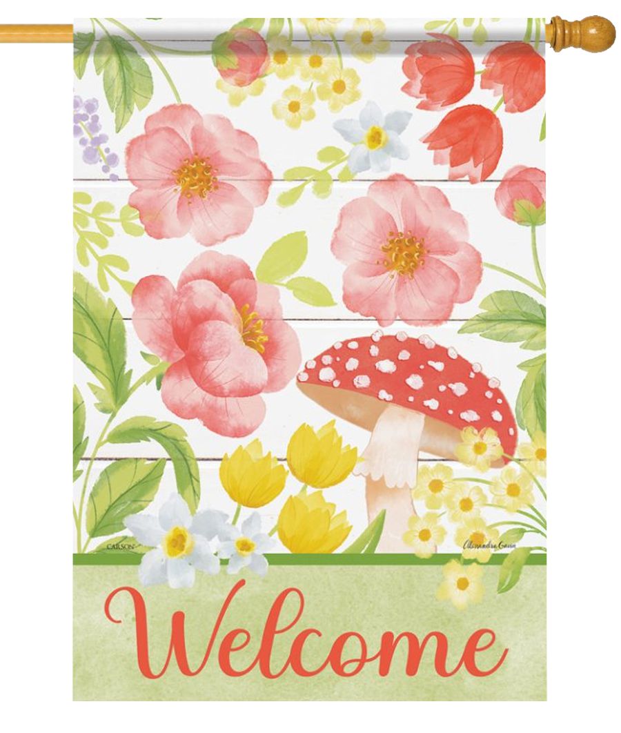 Mushroom Floral House Flag - I AmEricas Flags