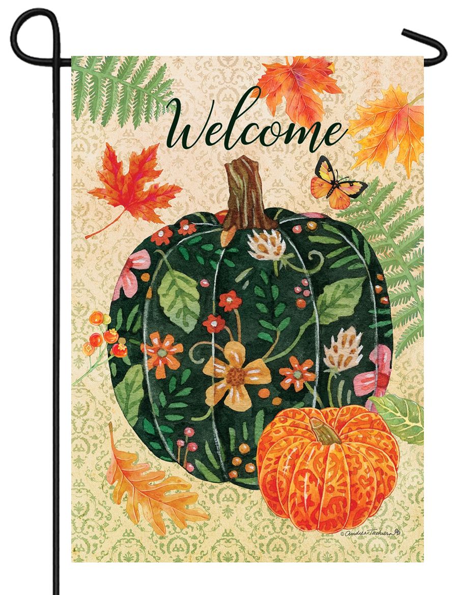 Pumpkin and Leaves Garden Flag - I AmEricas Flags
