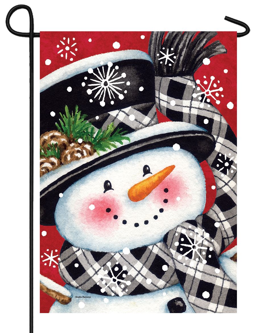 Black and Red Snowman Garden Flag - I AmEricas Flags