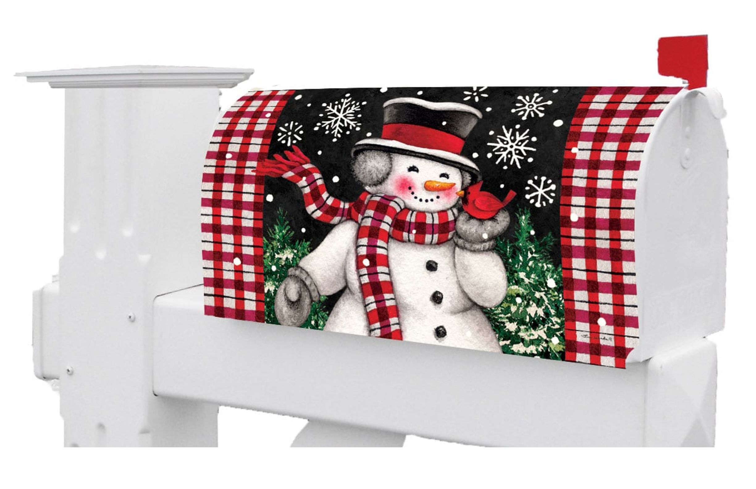 Snowman and Cardinal Mailbox Cover - I AmEricas Flags