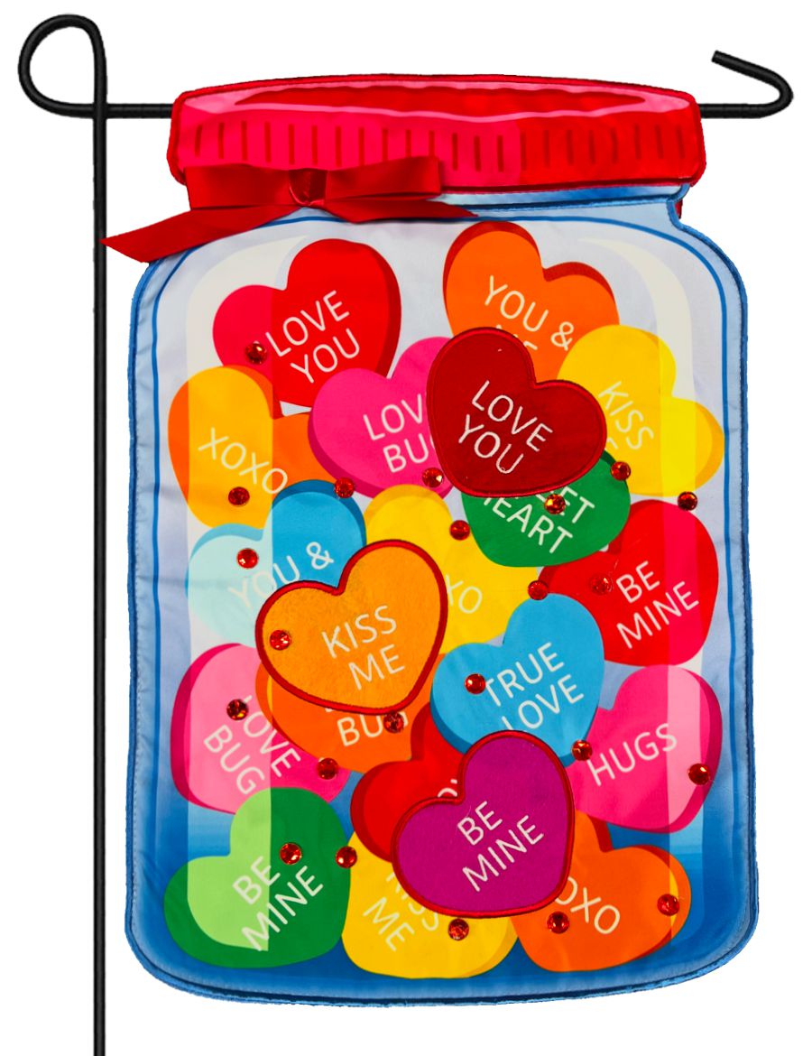 Be Mine Candy Double Applique Garden Flag - I AmEricas Flags