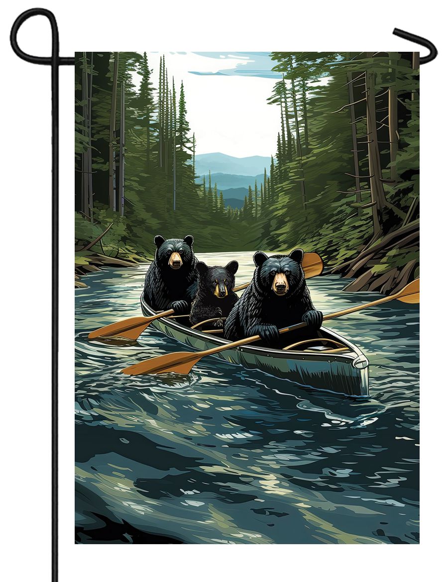 Bear Canoe Garden Flag - I AmEricas Flags