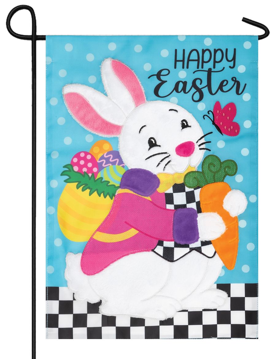 Bunny and Carrot Applique Garden Flag - I AmEricas Flags