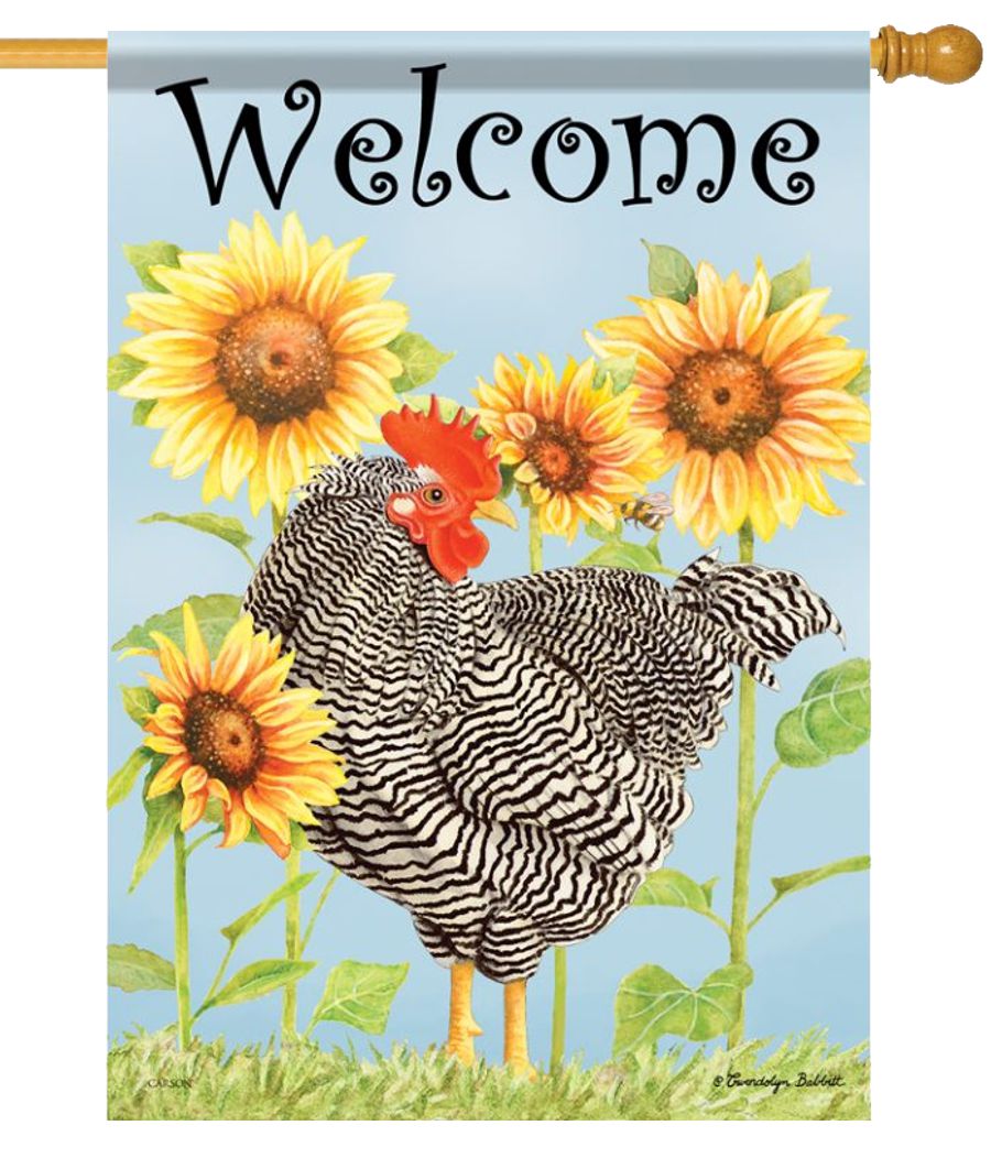 Chickens and Sunflowers House Flag - I AmEricas Flags