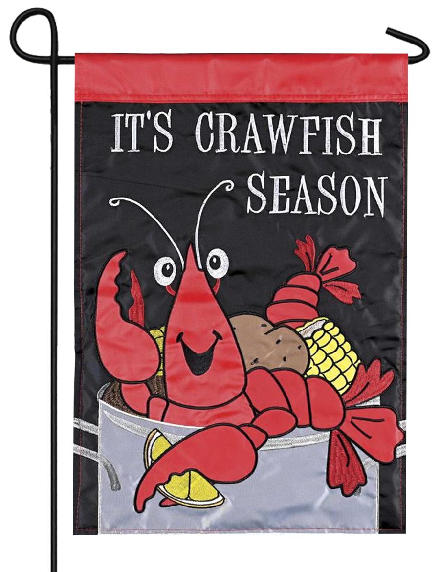 Crawfish Season Double Applique Garden Flag - I AmEricas Flags