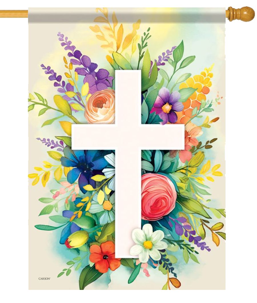 Floral Cross House Flag - I AmEricas Flags