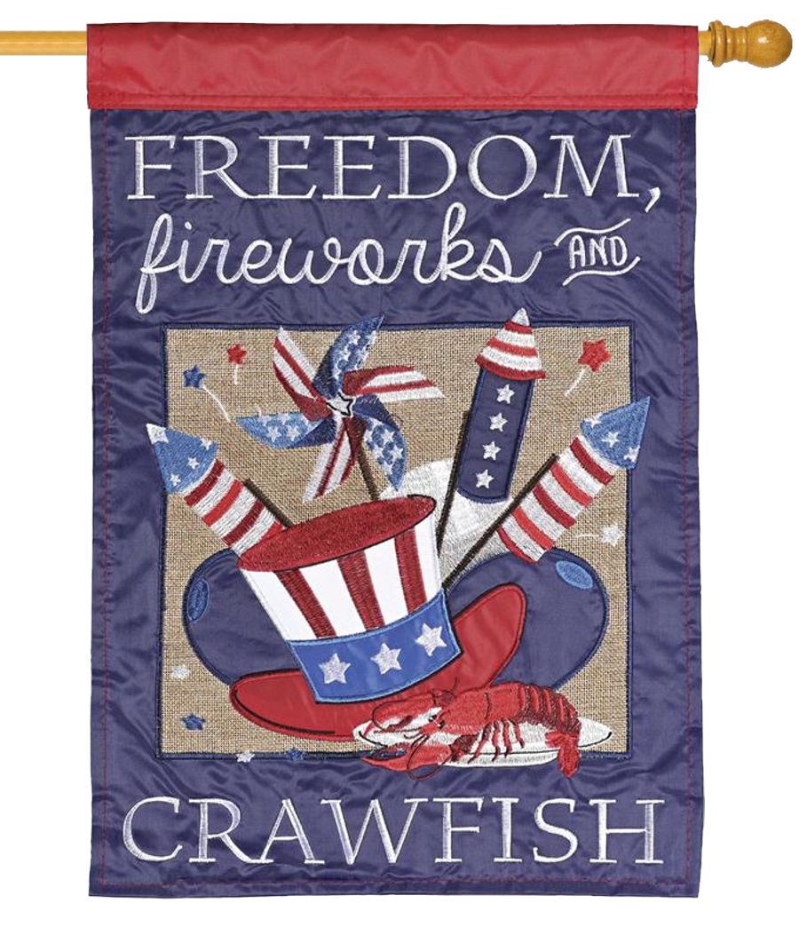 Freedom Fireworks Crawfish Double Applique House Flag - I AmEricas Flags