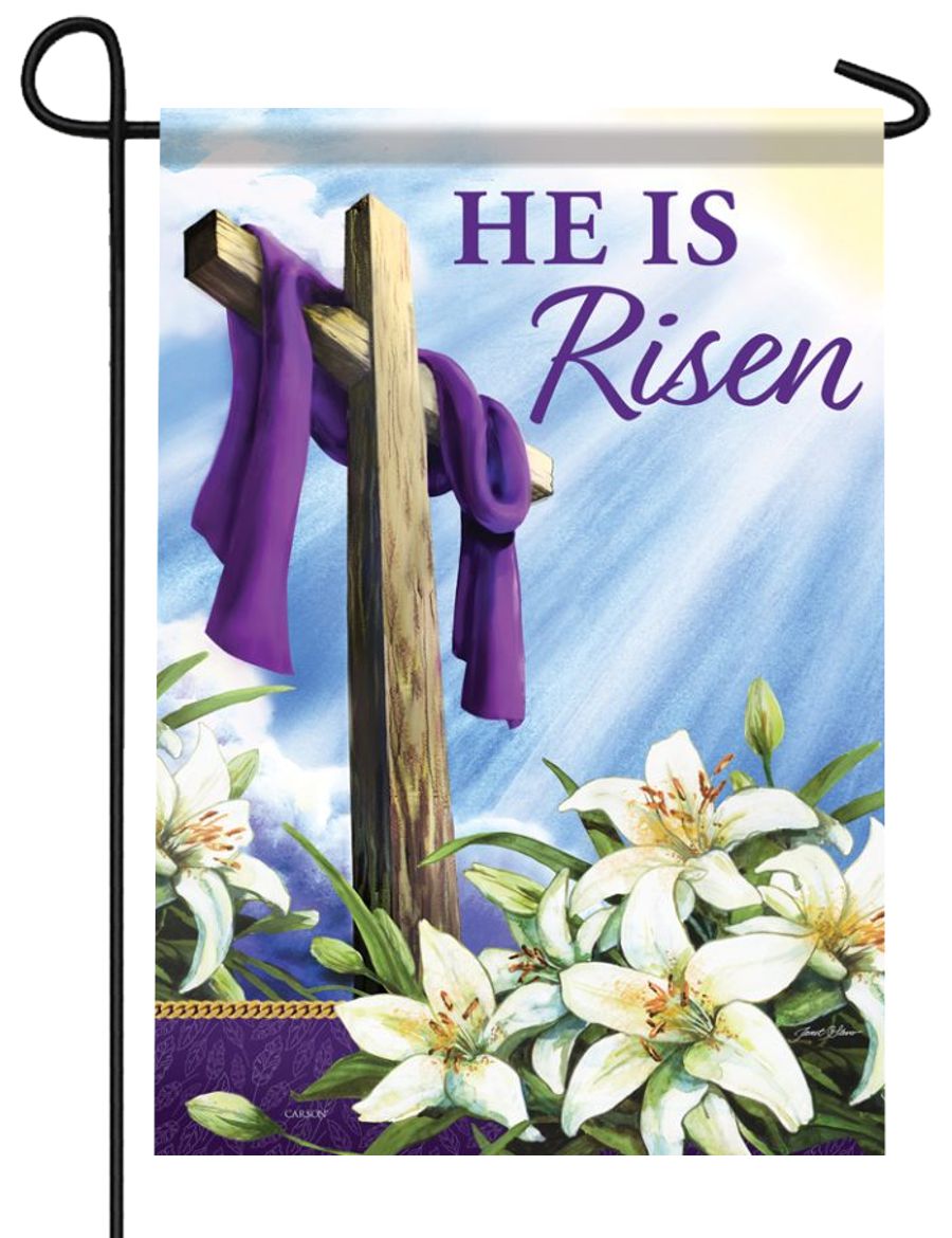 He is Risen Cross and Lilies Garden Flag - I AmEricas Flags