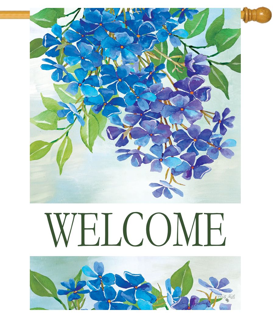 Hydrangeas Welcome House Flag - I AmEricas Flags
