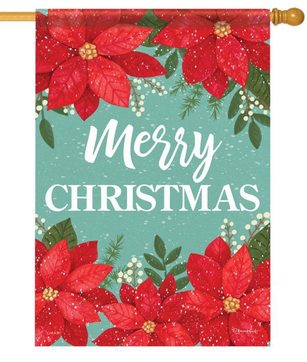 Merry Poinsettias House Flag - I AmEricas Flags