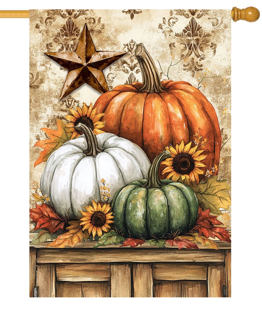Rustic Pumpkins House Flag - I AmEricas Flags