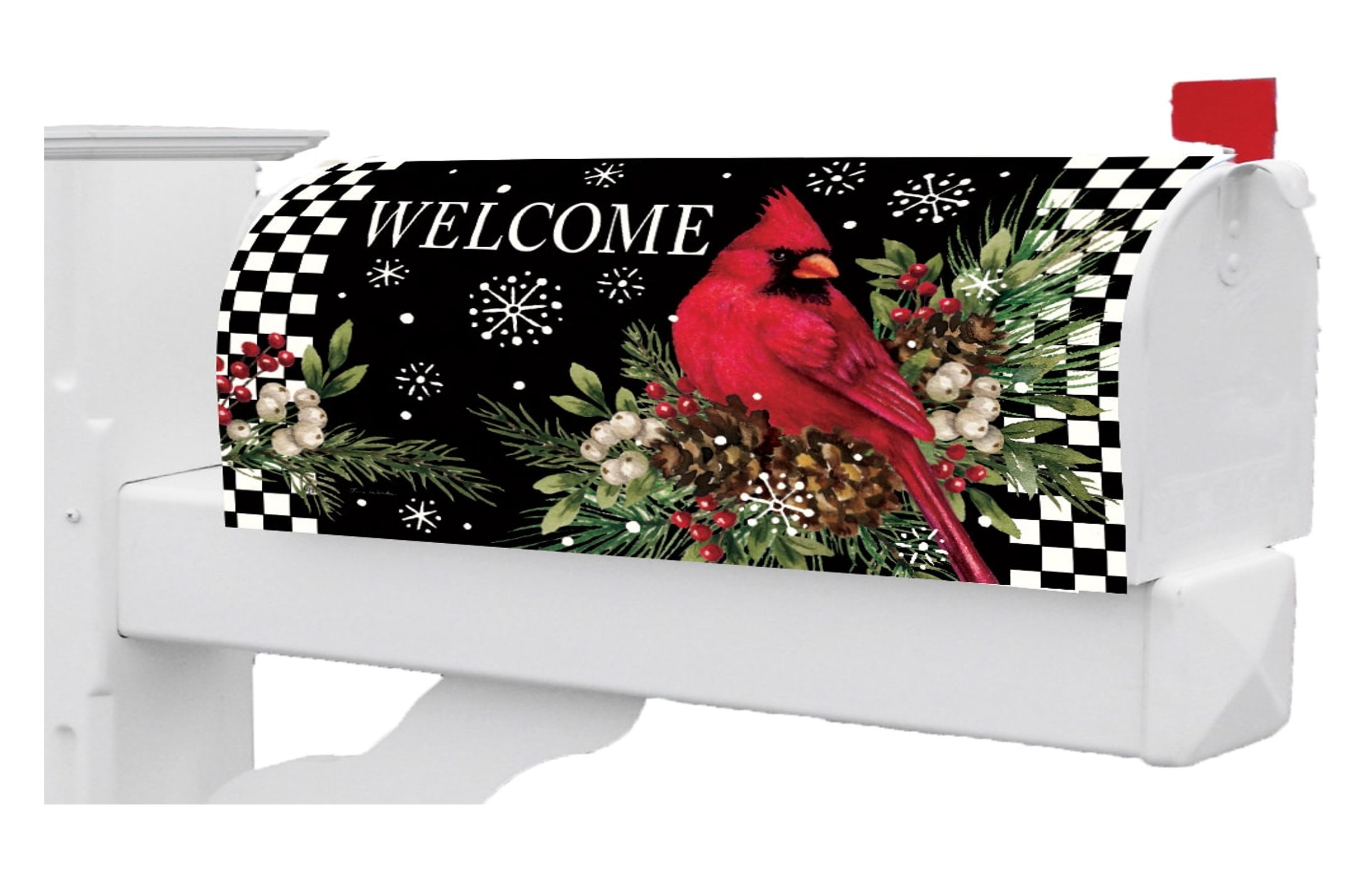 Cardinal Pine Cones Oversized Mailbox Cover - I AmEricas Flags
