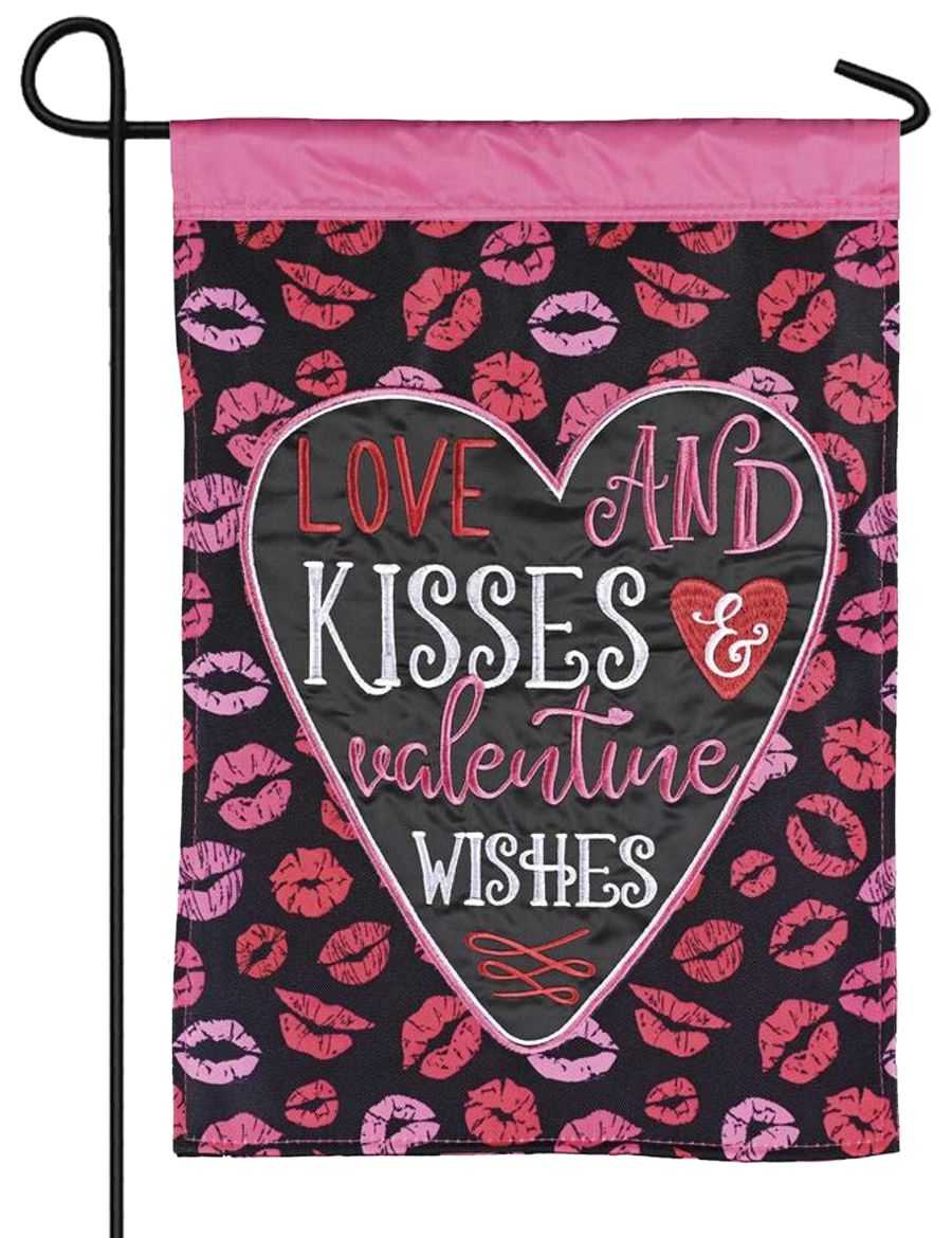 Love Kisses Valentine Wishes Double Applique Garden Flag - I AmEricas Flags