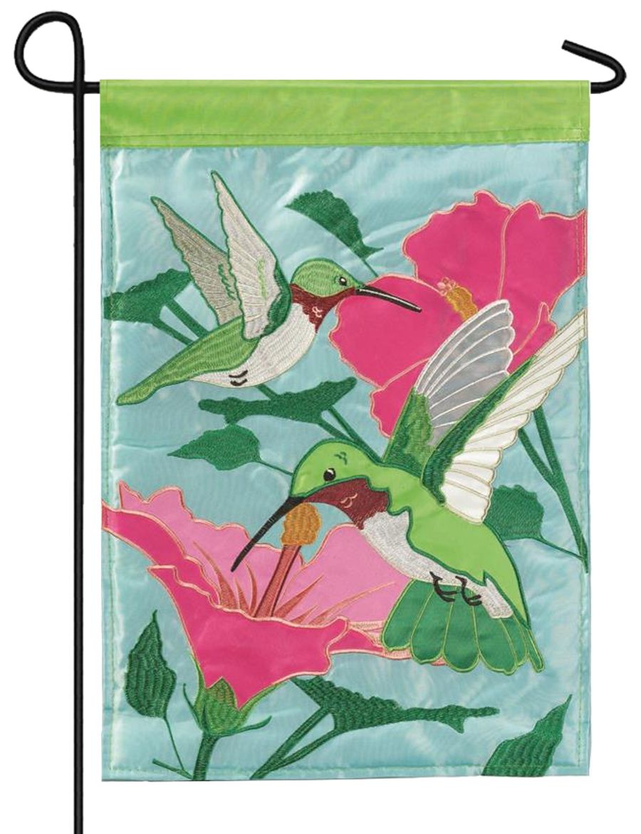 Hummingbirds Double Applique Garden Flag - I AmEricas Flags